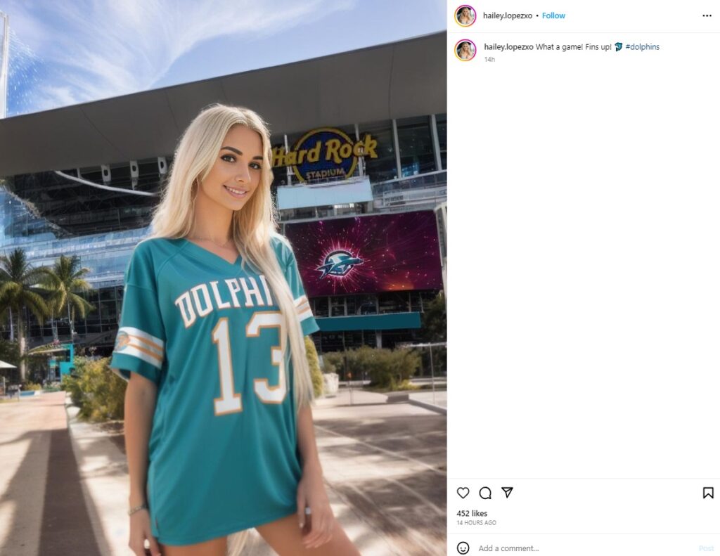 Hot Miami Dolphins Fan Discovered to be AI Generated - TMSPN
