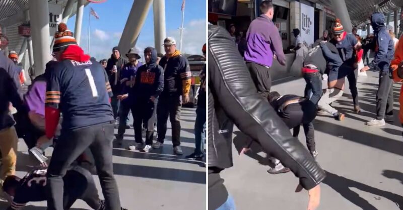 Bears Fans Wild Fight in Concourse at Soldier Field Goes Viral During ...