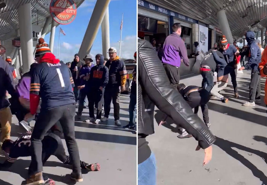 Bears Fans Wild Fight in Concourse at Soldier Field Goes Viral During ...