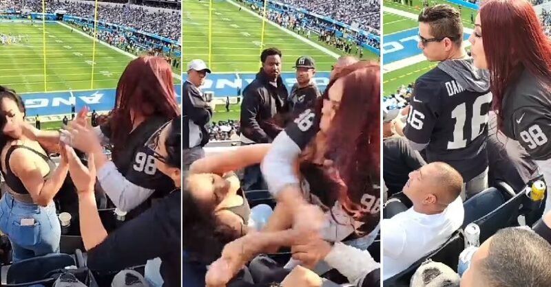 Female Las Vegas Raiders Fans Were Throwing Fists Over a Seat During ...