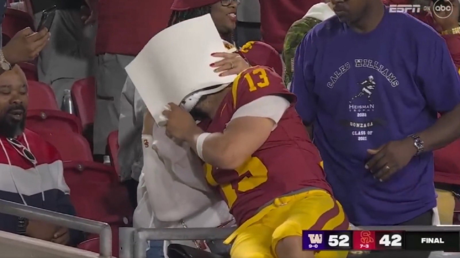Caleb Williams Crying in his Mother's Arm Following Loss Goes Viral - TMSPN
