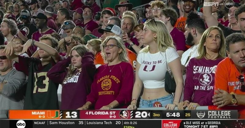 Florida State Fan Goes Viral For Her Shirt in Rivalry Against ...
