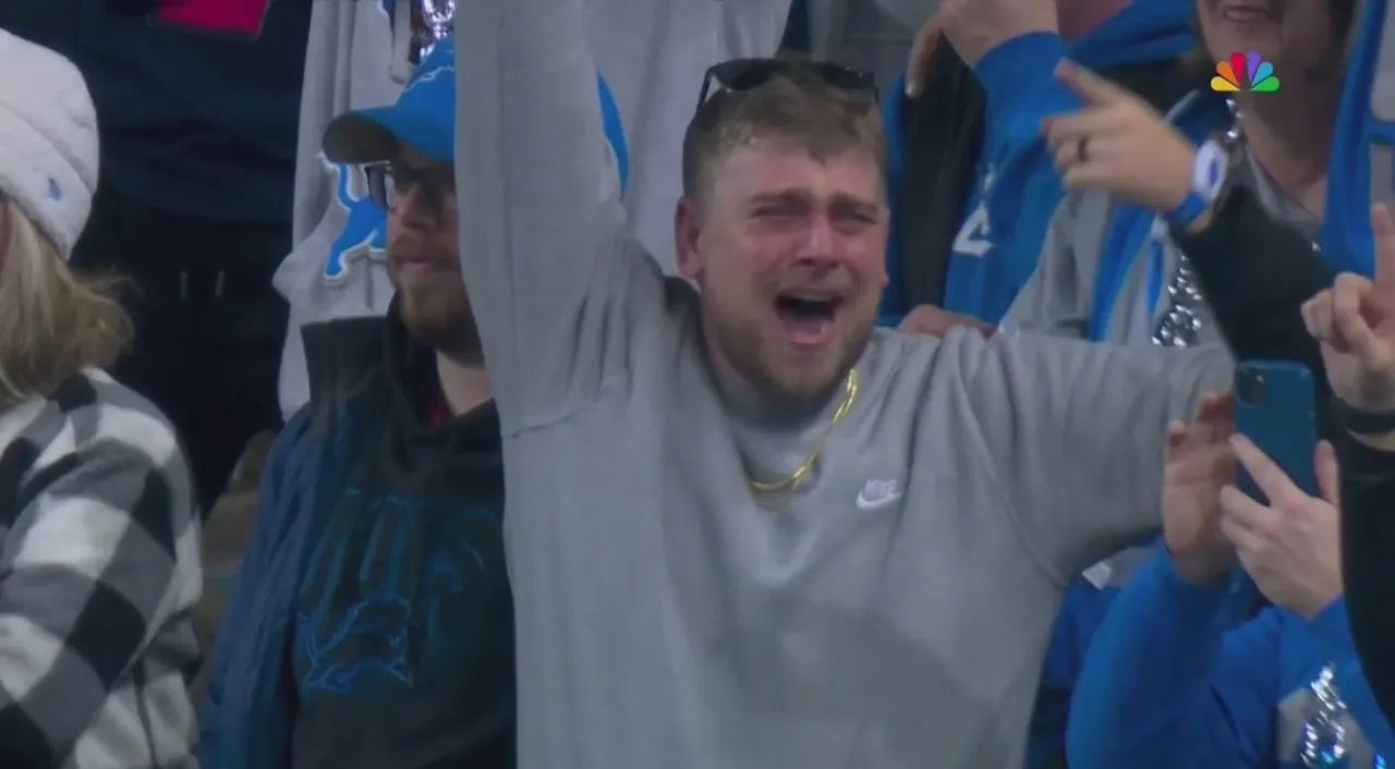 Crying Detroit Lions Fan Has Been Identified Following Historic Playoff ...
