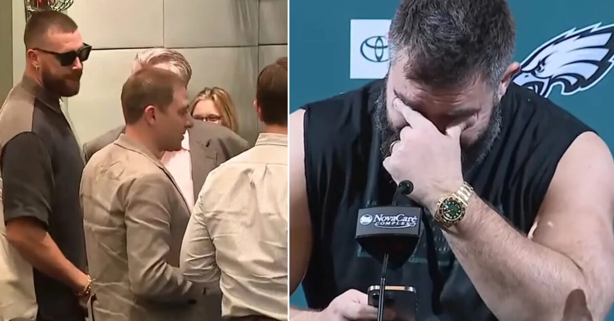 Travis Kelce Spotted Crying During Jason Kelce's Retirement Announcement - TMSPN