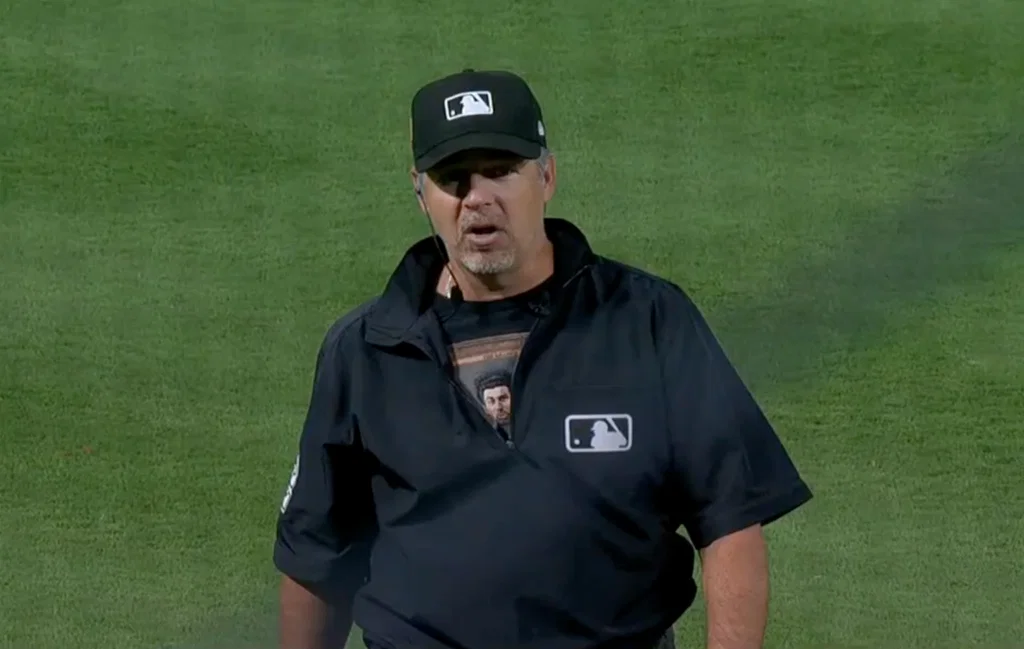 MLB Umpire James Hoye Spotted Wearing Kramer Shirt During Braves-Angels ...