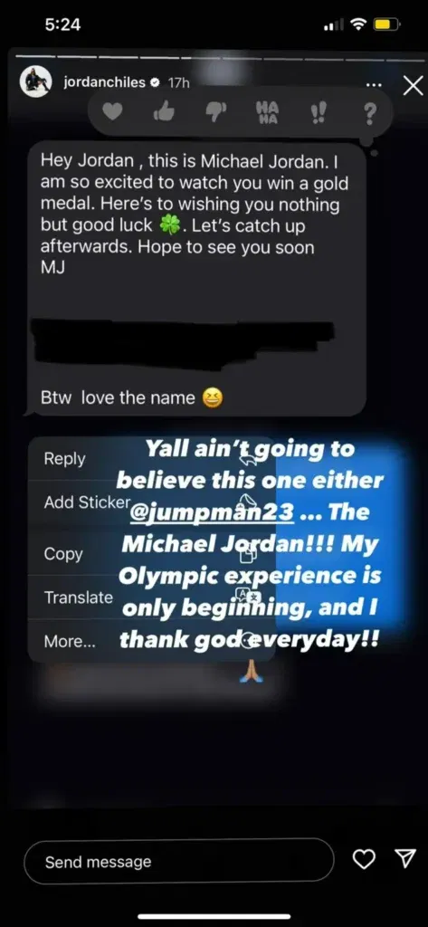 Olympic Gymnast Jordan Chiles Reveals Michael Jordan's Texts to Her - TMSPN