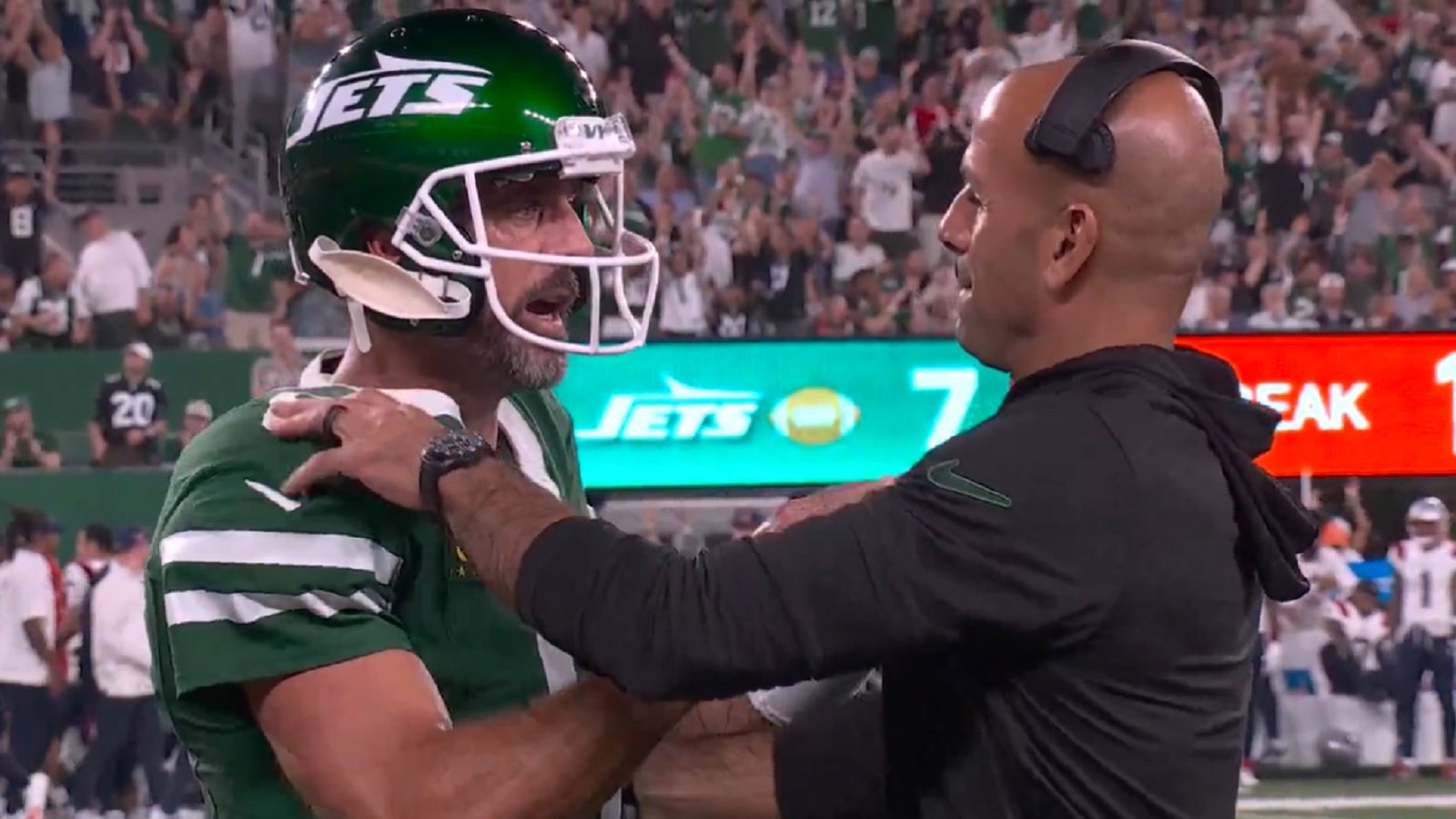What Did Aaron Rodgers Say to Robert Saleh While Pushing Him Away After ...