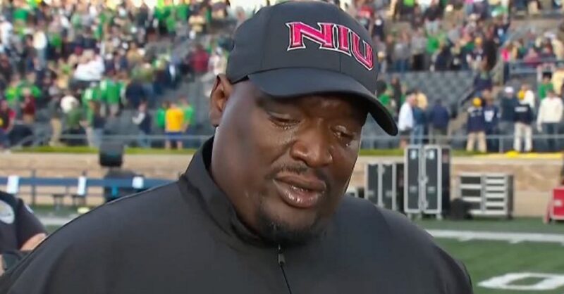 Northern Illinois Coach Emotional After Upset Victory Over Notre Dame ...