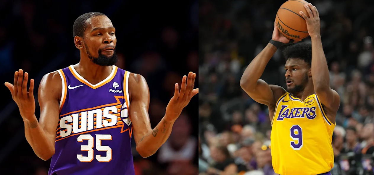 Kevin Durant's Attempted Block on Bronny James in Lakers-Suns Game Goes ...