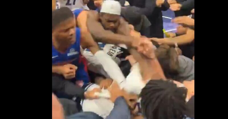 Massive Brawl Between Pistons and Timberwolves Erupts, Spills into ...