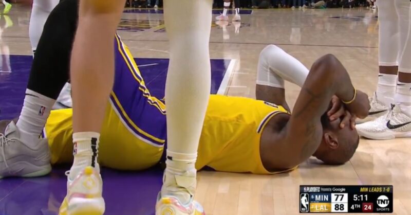 Viral Video Catches LeBron James Sneaking a Peek to See if His Flop ...