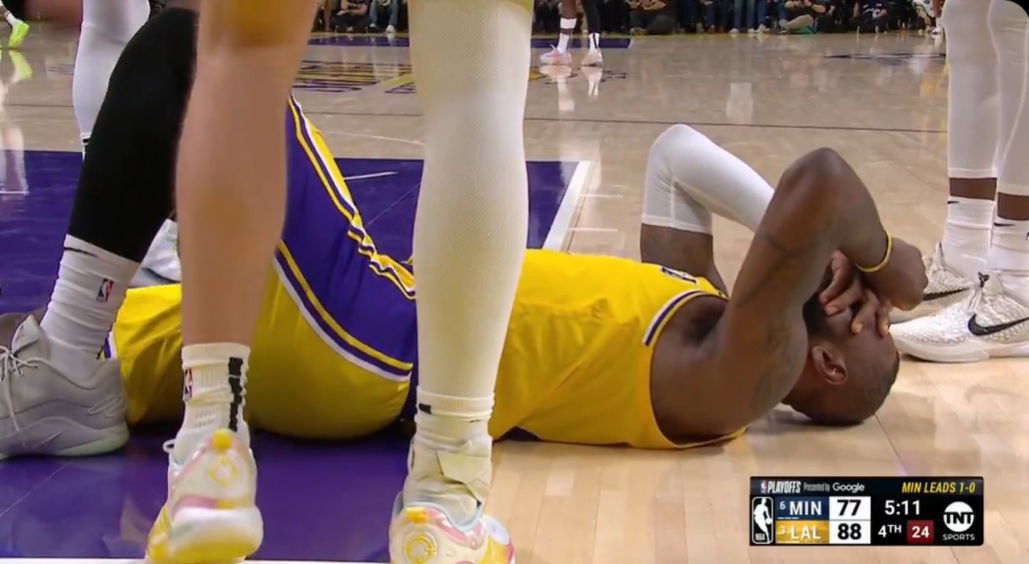 Viral Video Catches LeBron James Sneaking a Peek to See if His Flop ...