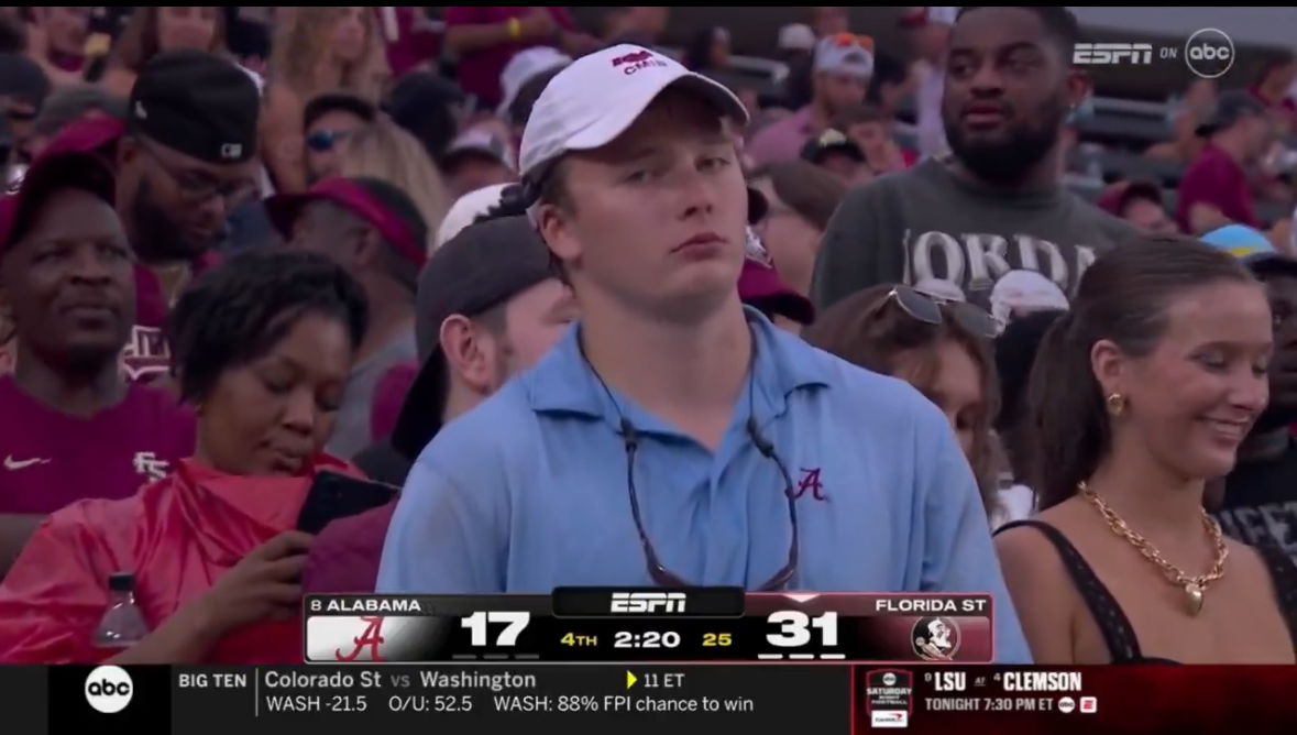 Frustrated Alabama Fan’s Middle-Finger Salute to TV Goes Viral After ...