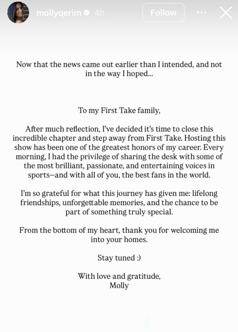 Molly Qerim Makes Stunning Announcement on Instagram Regarding Future ...