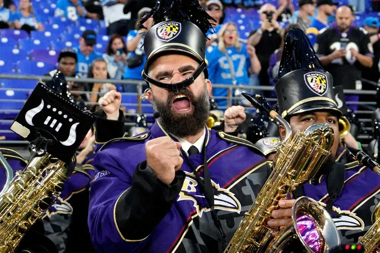 Jason Kelce Brings Down the House Playing Sax with Ravens’ Marching ...