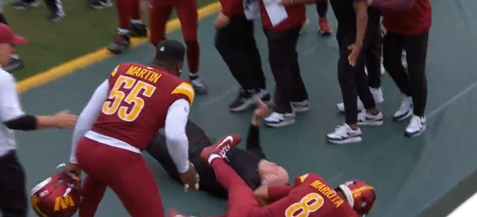 NFL Coach Left Bloodied After Brutal Sideline Collision With Own ...