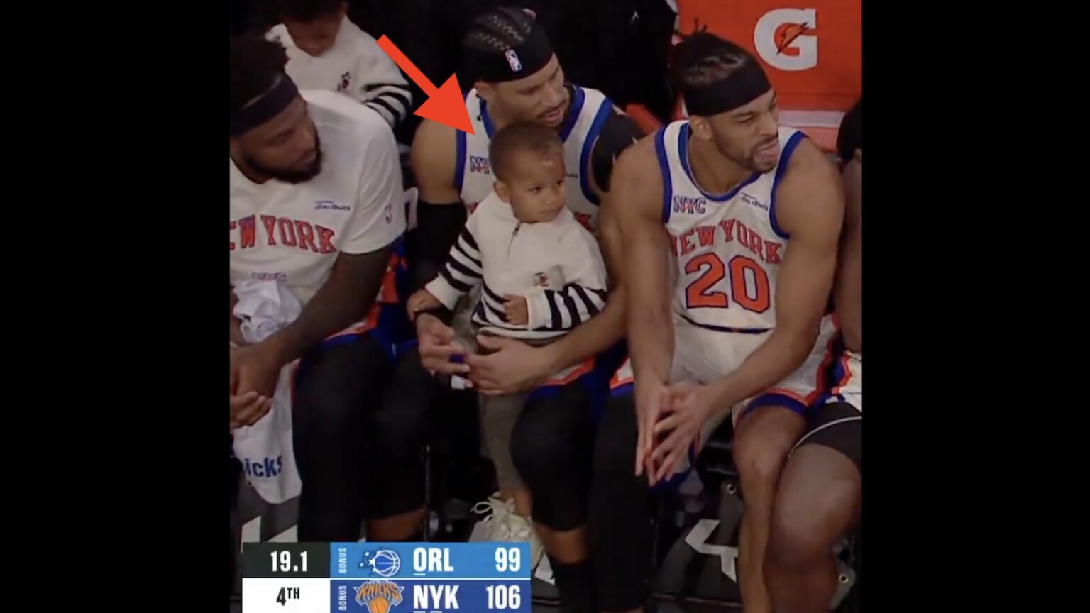Josh Hart Hilariously Hands Off His Son to Knicks Teammate in Viral ...