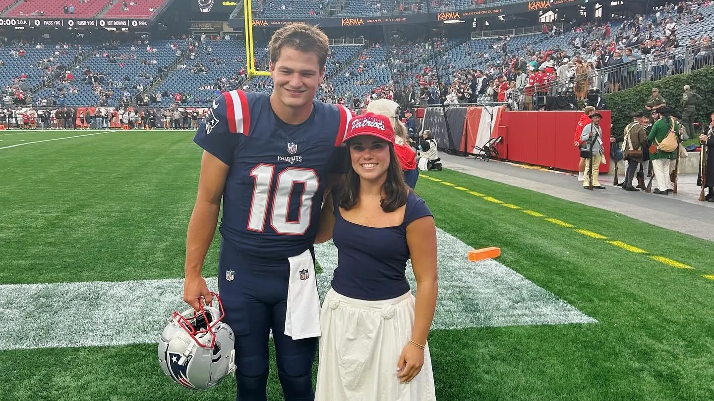 Drake Maye’s Wife Ann Turns Heads In Bold Patriots-Red Winter Look ...