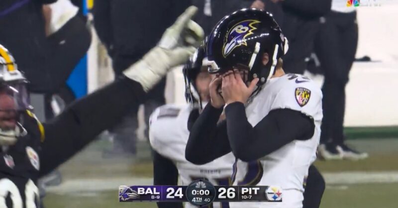 Fans React To Ravens Kicker’s Massive Choke Job Vs. Steelers - TMSPN