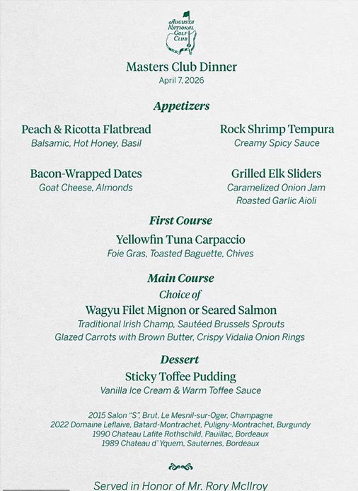 Rory McIlroy Hosts Record-Breaking Masters Dinner as Per-Head Cost ...