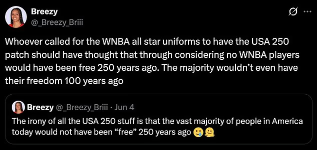 WNBA Star Faces Backlash After Opposing ‘USA 250’ Patches Over America ...